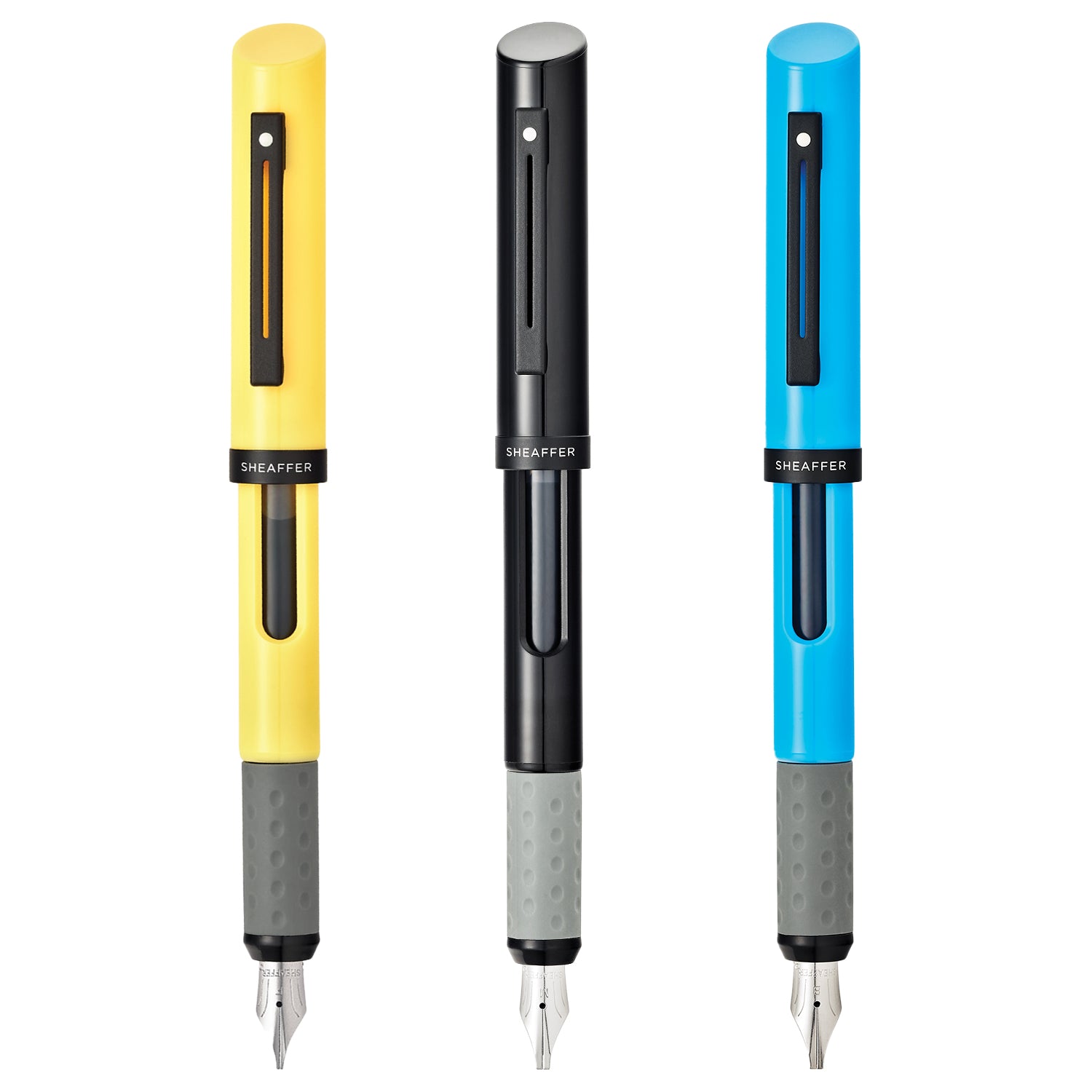 Sheaffer® Calligraphy Glossy Black, Blue and Yellow Fountain pens Maxi